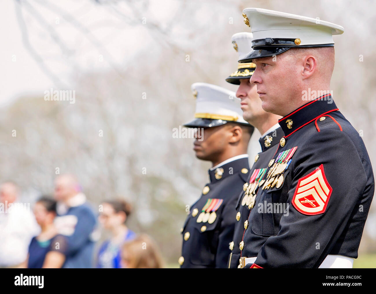 U.S. Marines from Marine Corps Base Quantico observe the Madison wreath ...