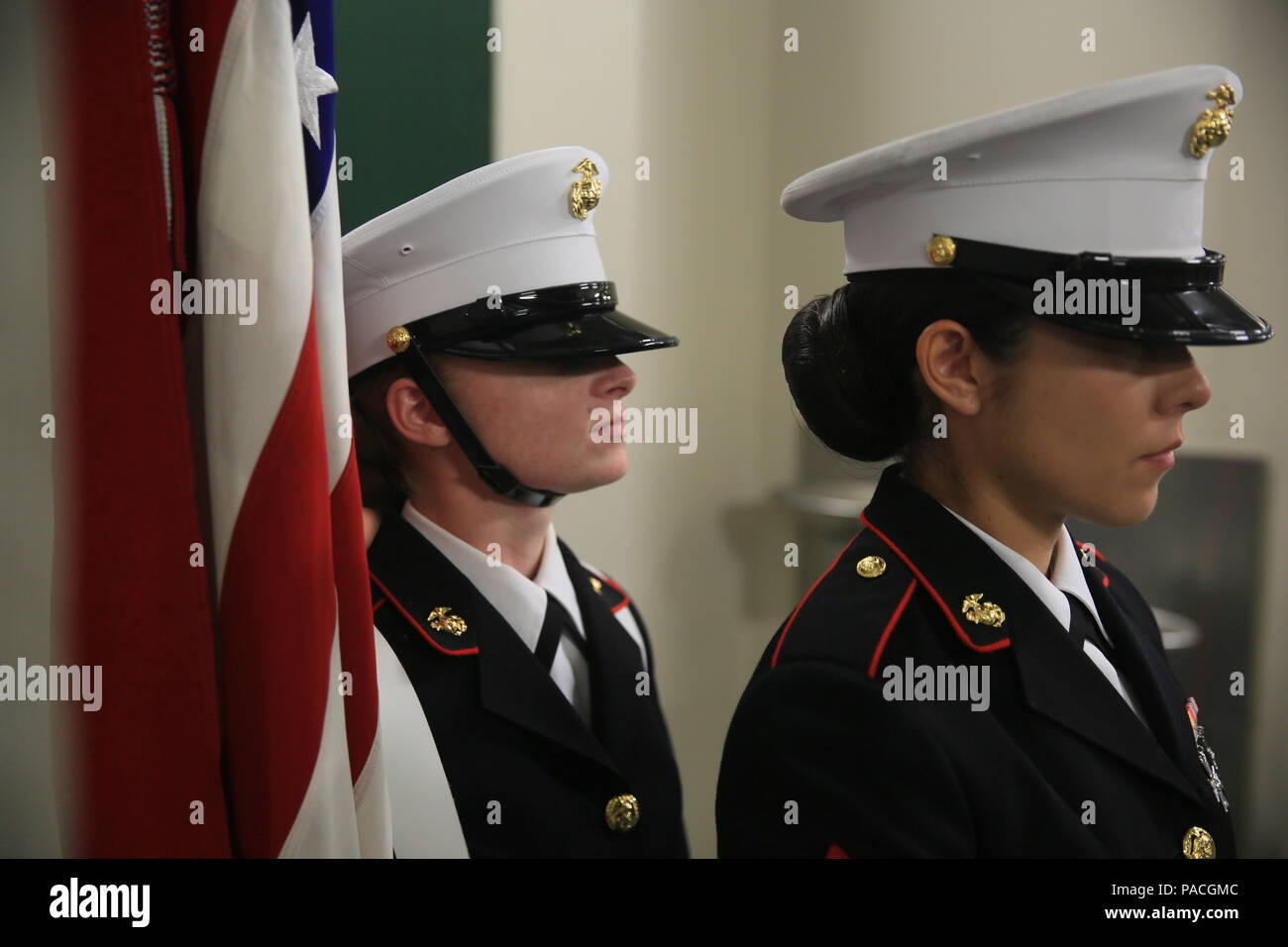 Sergeant Heather Keasler, Color Sergeant, and Cpl. Crystal Guerrero ...