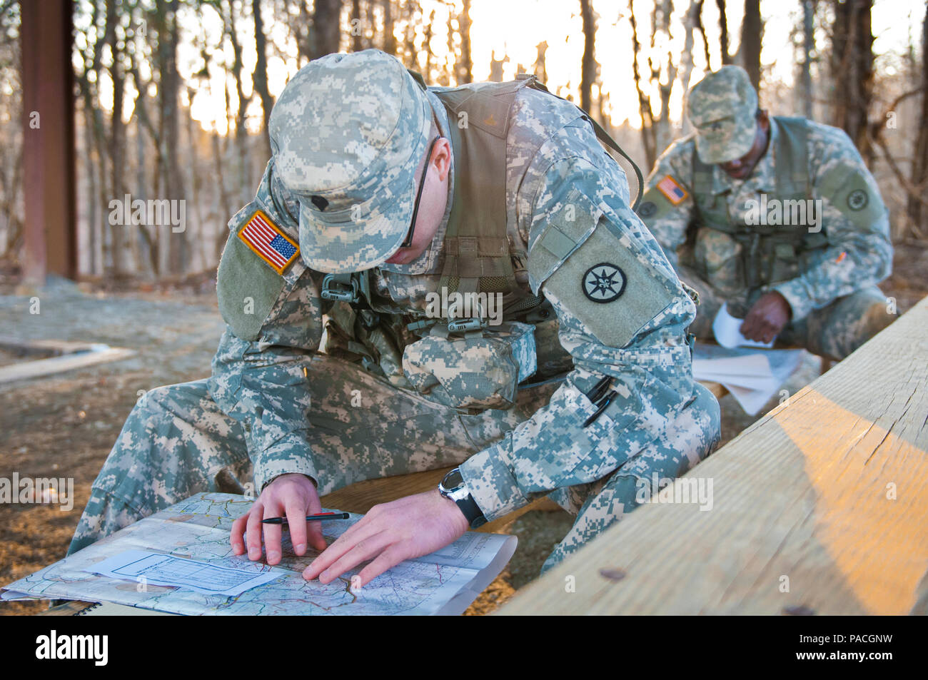 Spc. Stephen McCarthy, with the 444th Human Resources Company, marks ...