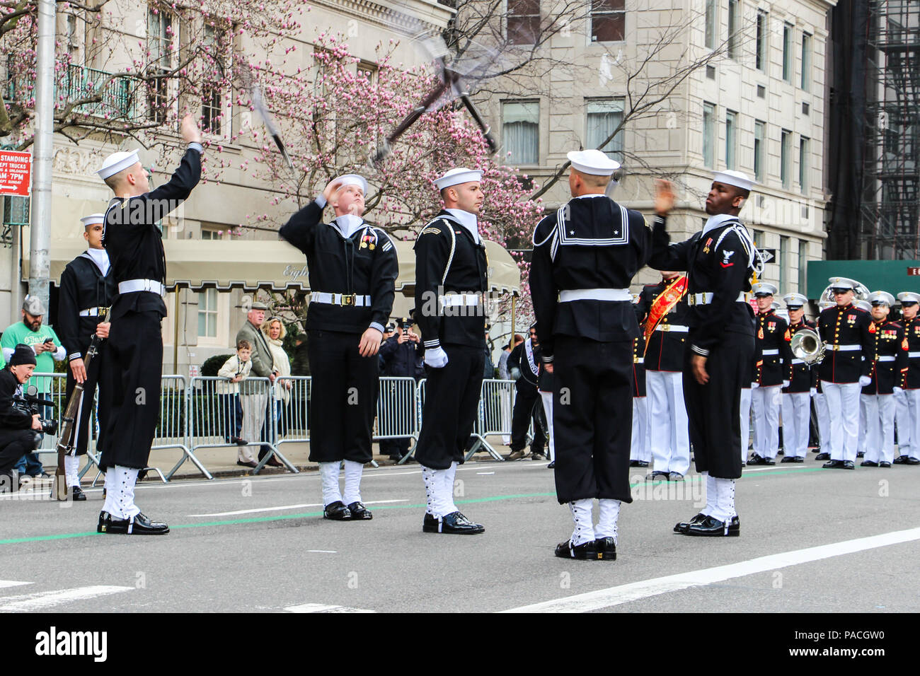 Sailors from the U.S. Navy Ceremonial Guard perform a rifle drill in ...