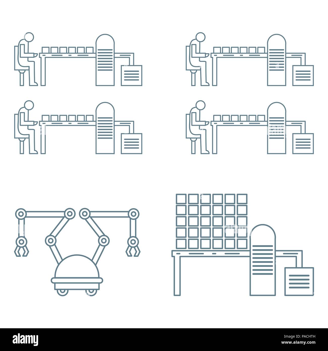 Smart automatic robotic production line. Replacement of people with ...