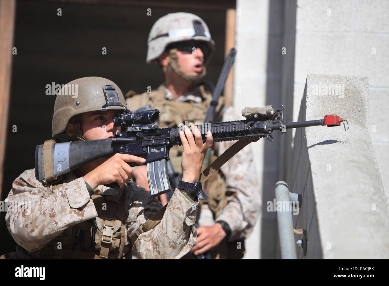 A U.S. Marine with Alpha Company, Infantry Training Battalion (ITB ...