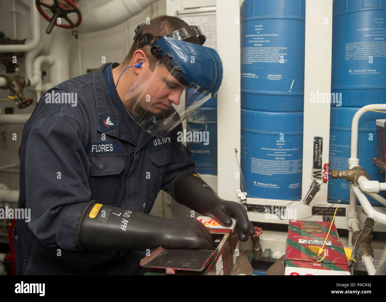 160318-N-DQ503-048 ATLANTIC OCEAN (March 18, 2016) – Damage Controlman ...