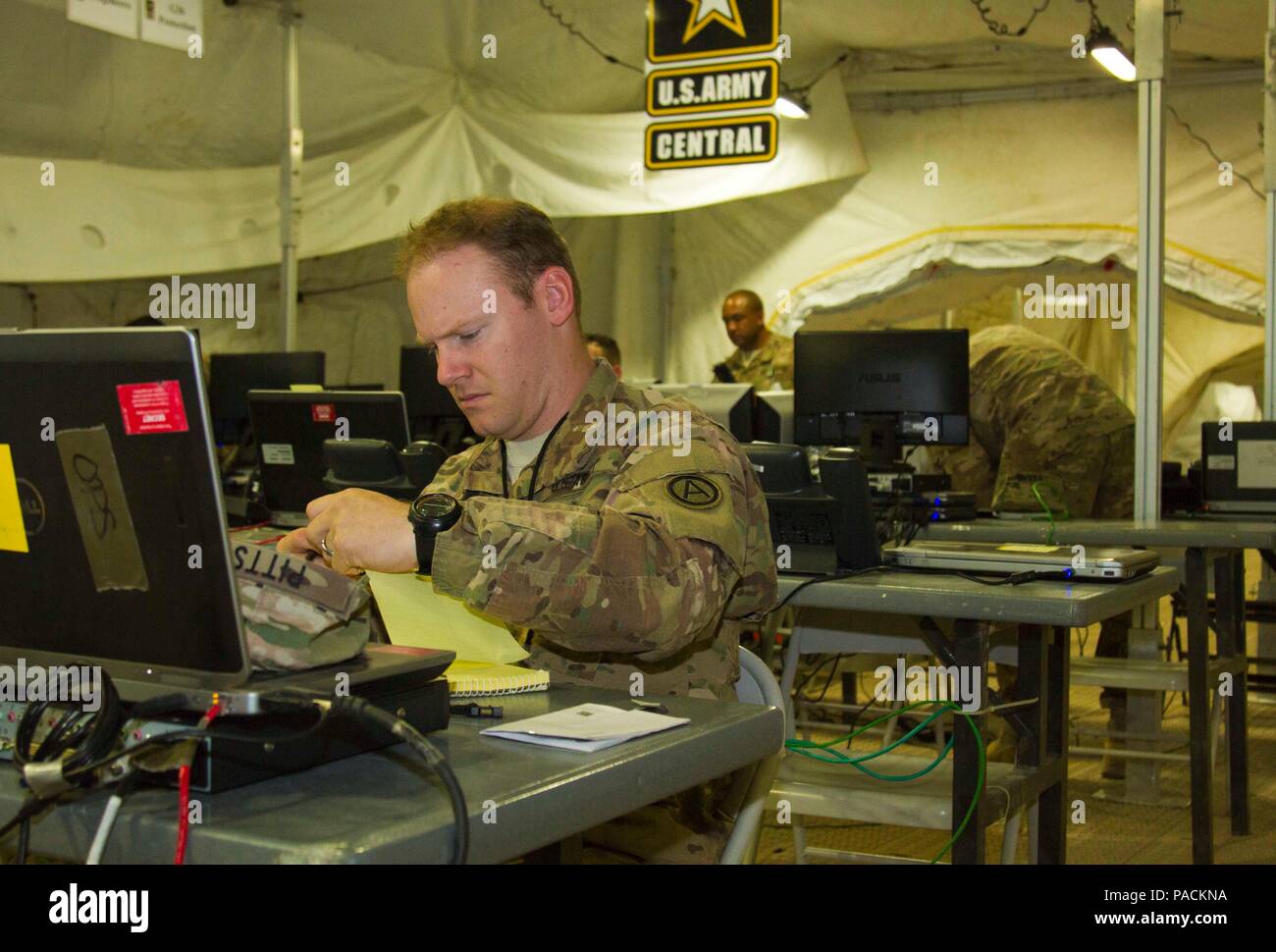 Capt. Joseph Pitts, a battle captain with U.S. Army Central’s ...