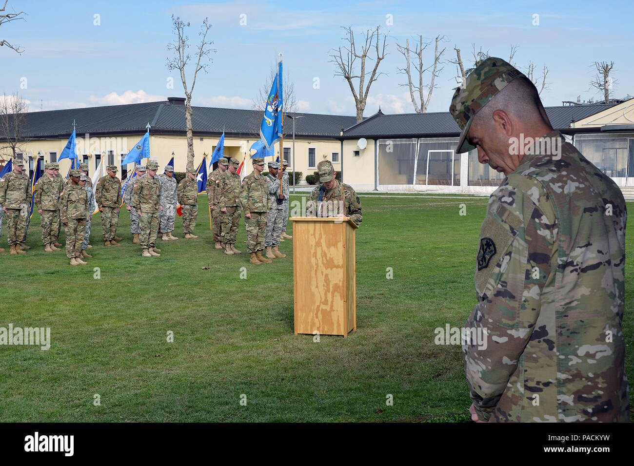 Chaplain (Maj.) Robert Allen delivers the invocation during the ...