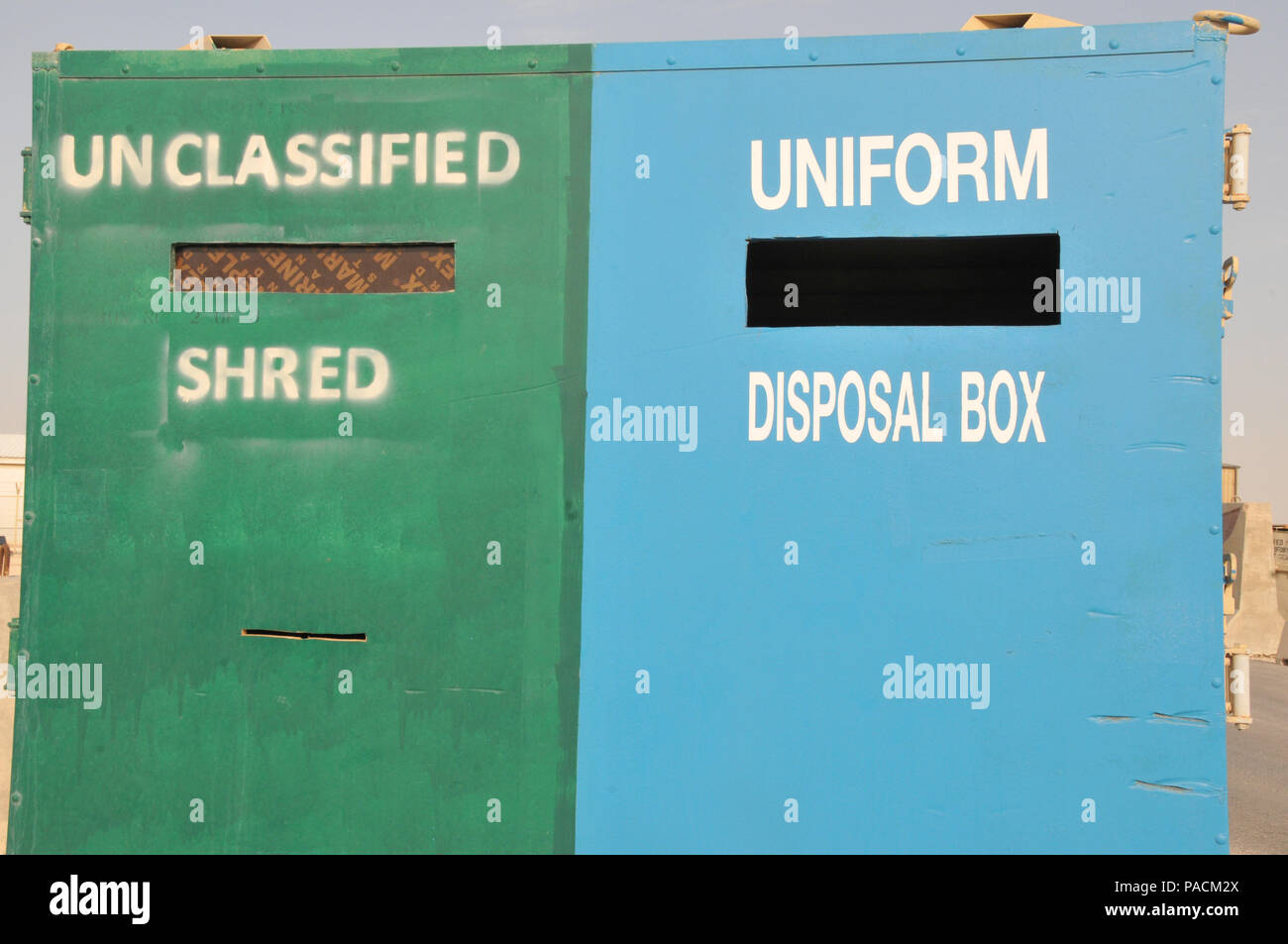 There are 15 uniform disposal bins at Al Udeid Air Base, Qatar. Four of ...
