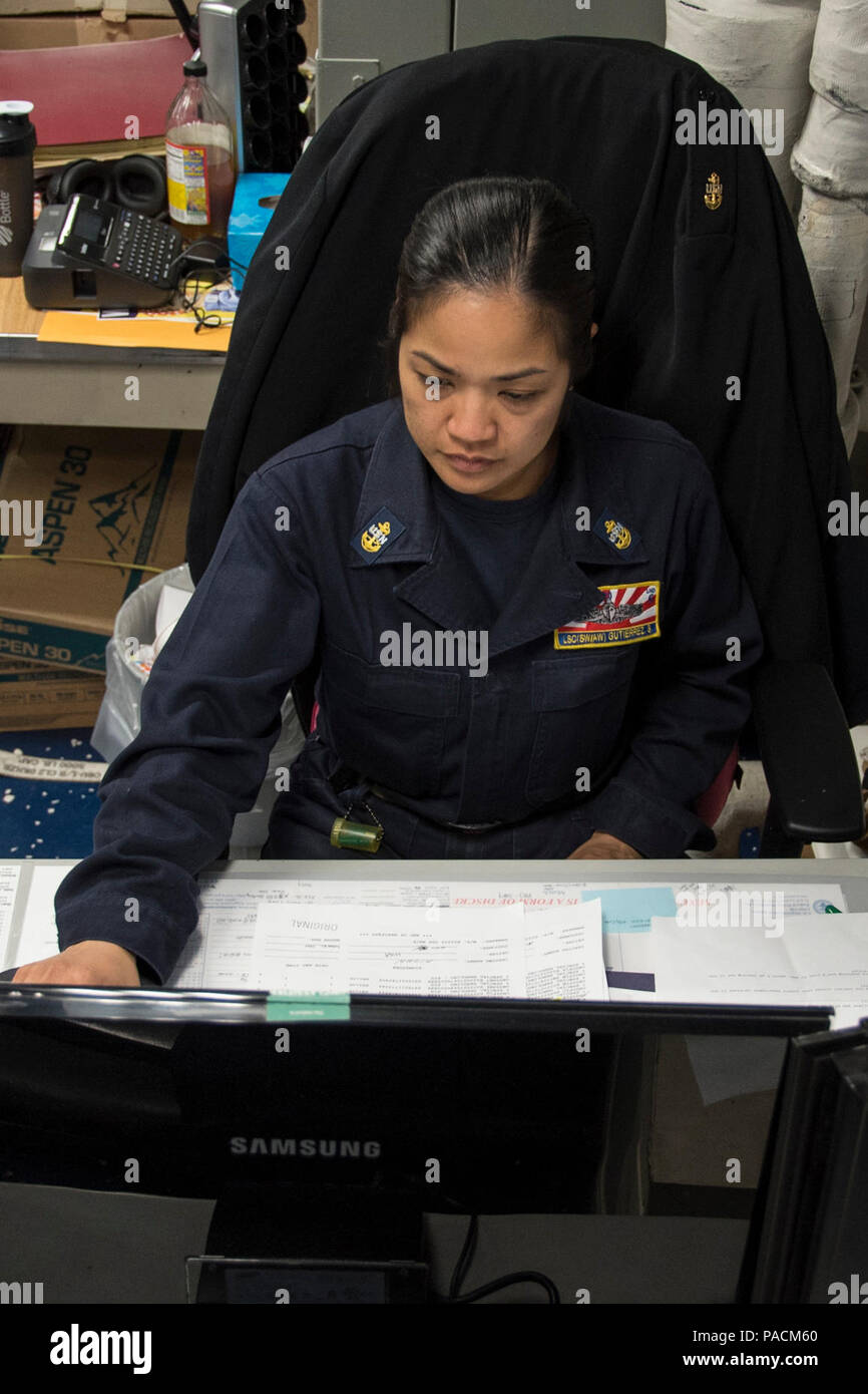 PHILIPPINE SEA (March 21, 2017) Chief Logistics Specialist Sheryl ...