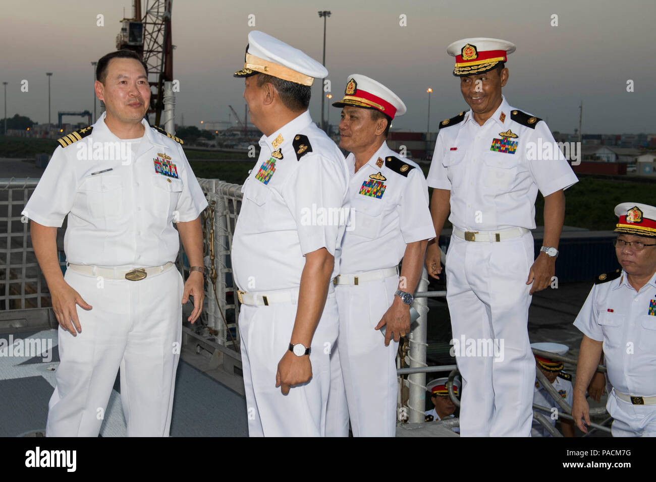 YANGON, Myanmar (March 22, 2017) Capt. Stan Chien welcomes leadership ...