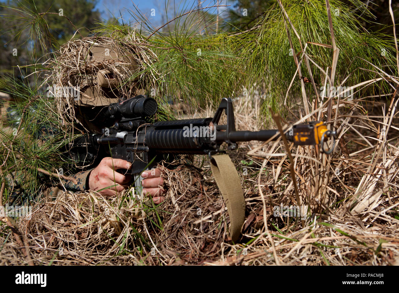 A U.S. Navy Corpsman assigned to Field Medical Training Battalion East ...