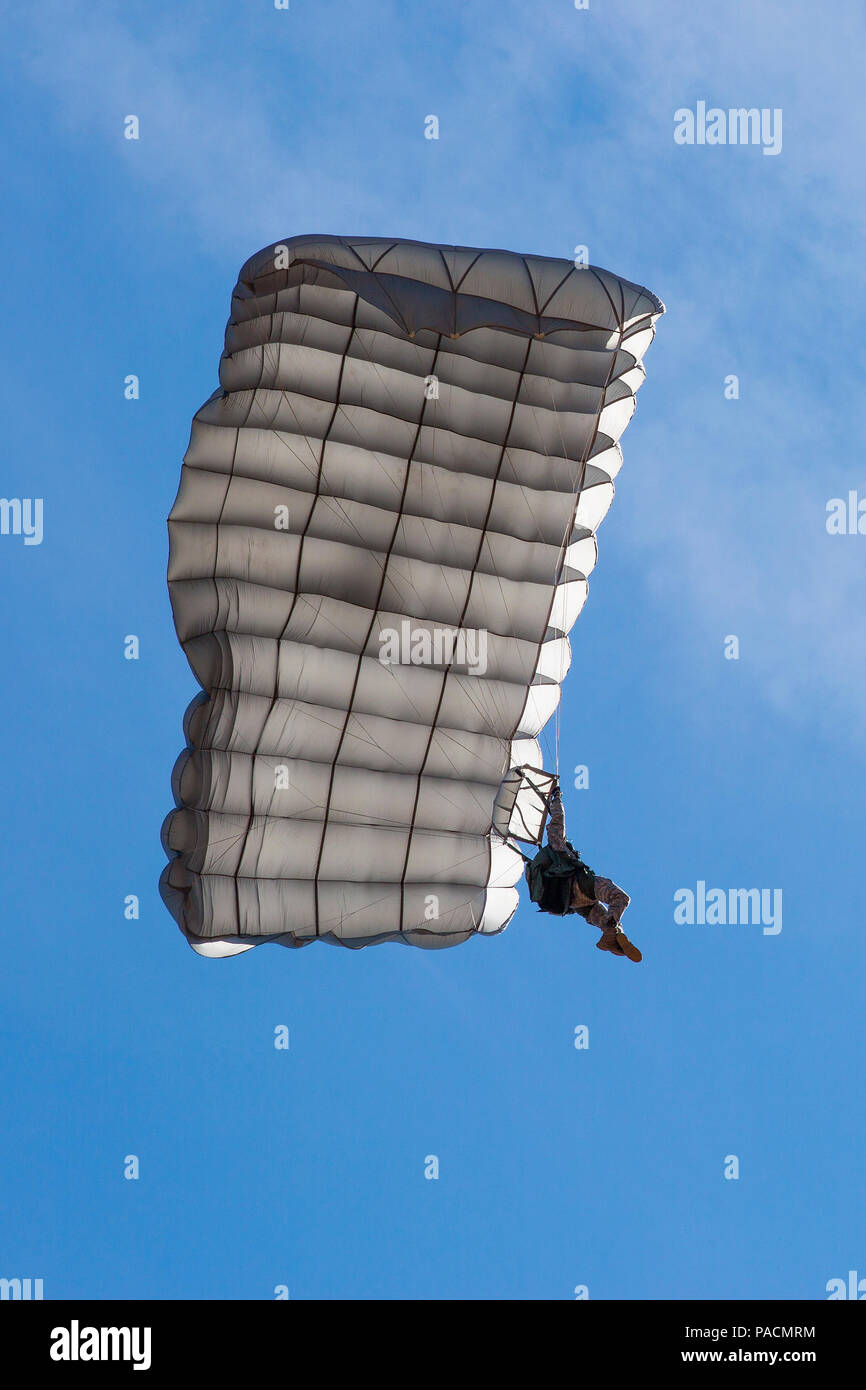 A U.S. Army paratrooper, assigned to the U.S. Army John F. Kennedy ...