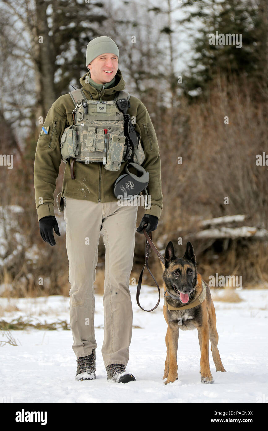 U.S. Air Force Staff Sgt. Joe Burns and military working dog, Ciko ...