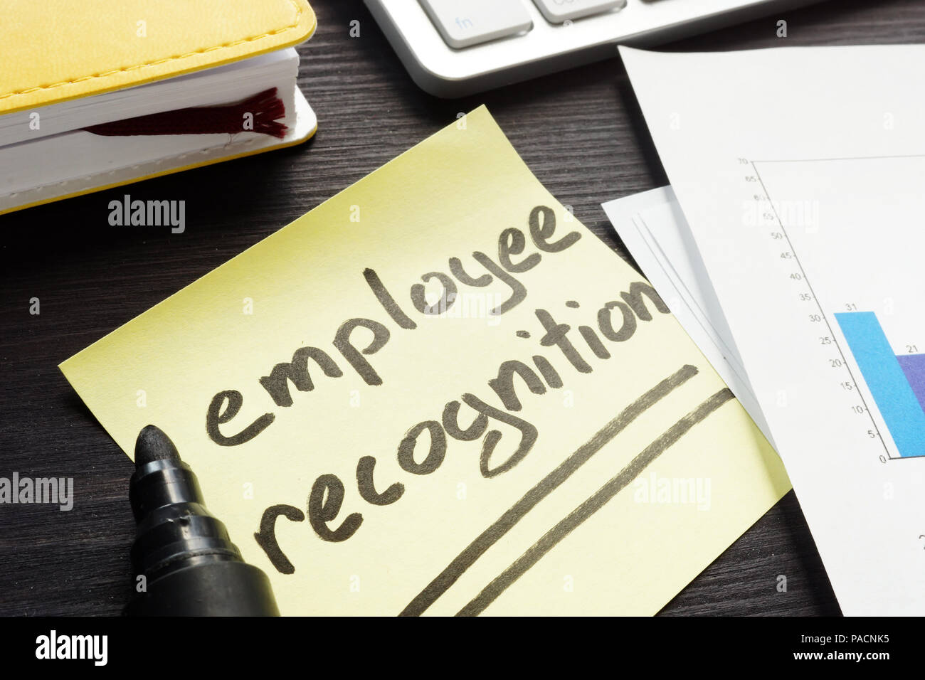 Employee recognition handwritten on a memo stick Stock Photo - Alamy