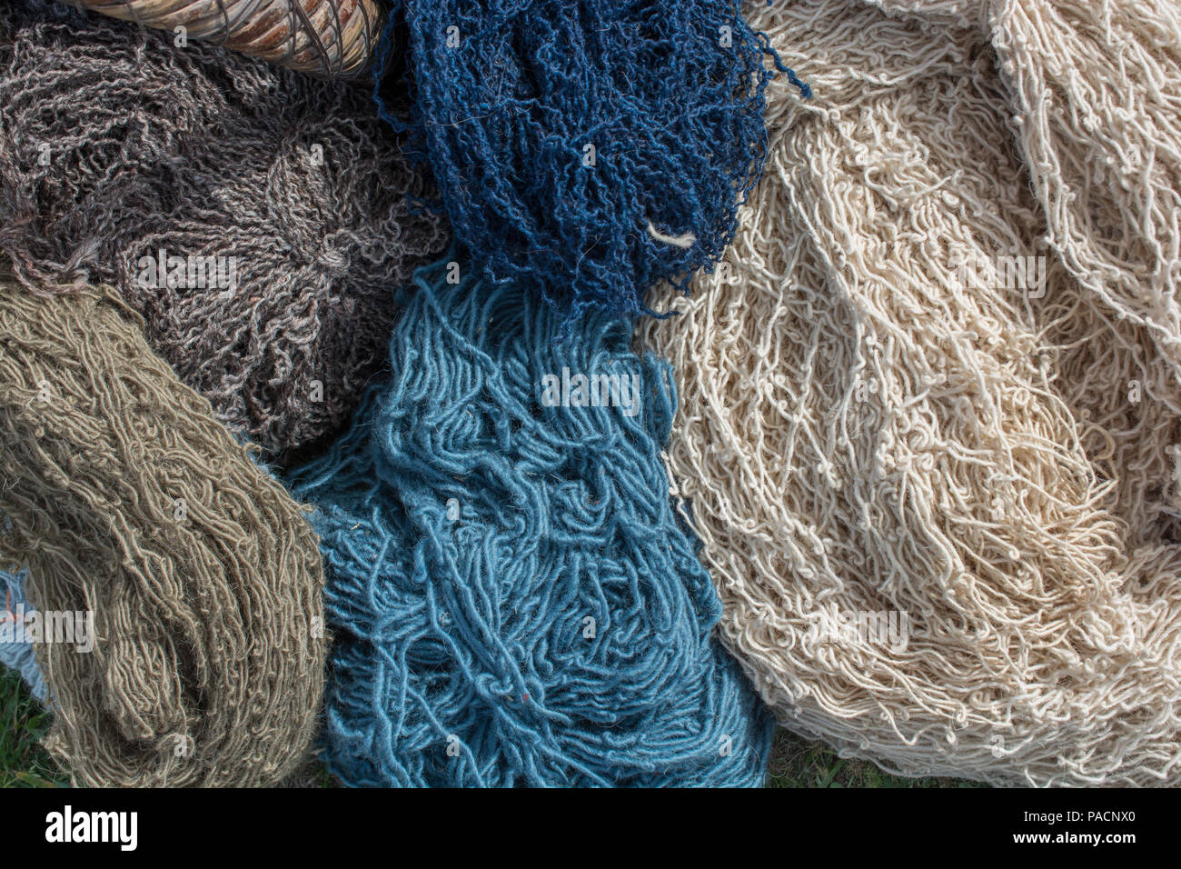 Natural wool dyeing in pots for carpet making Stock Photo - Alamy
