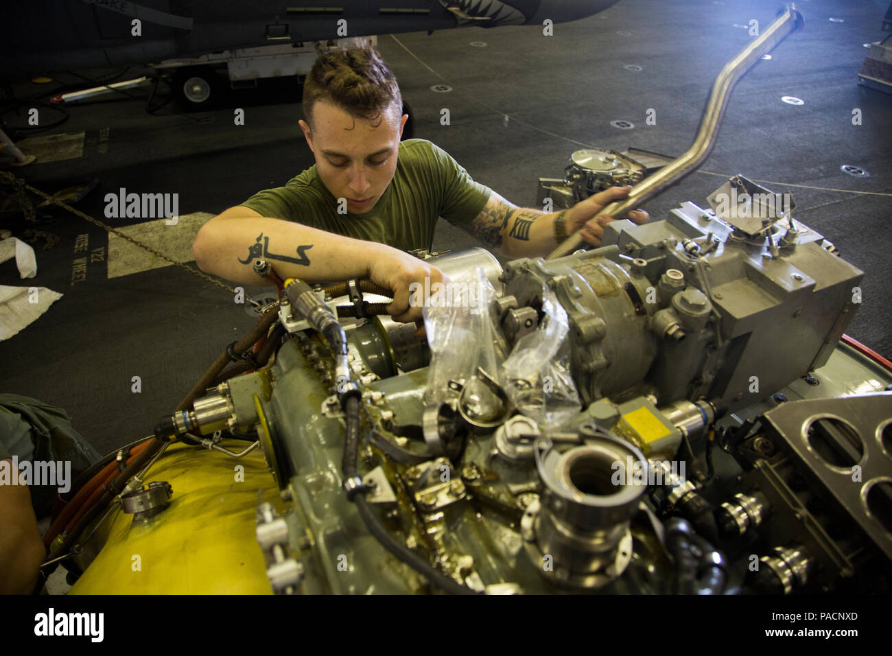 U.S. Marine Corps Cpl. Samuel Noonan, AV-8B Harrier engine mechanic ...
