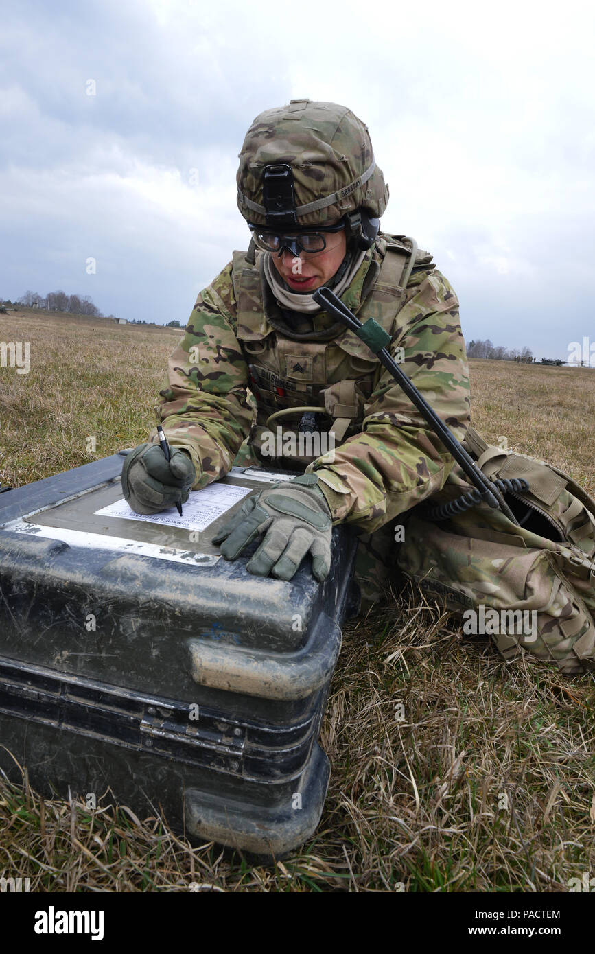 U.S. Army Pvt. Kevin Mejia, a Trooper assigned to Archer Battery, Field ...