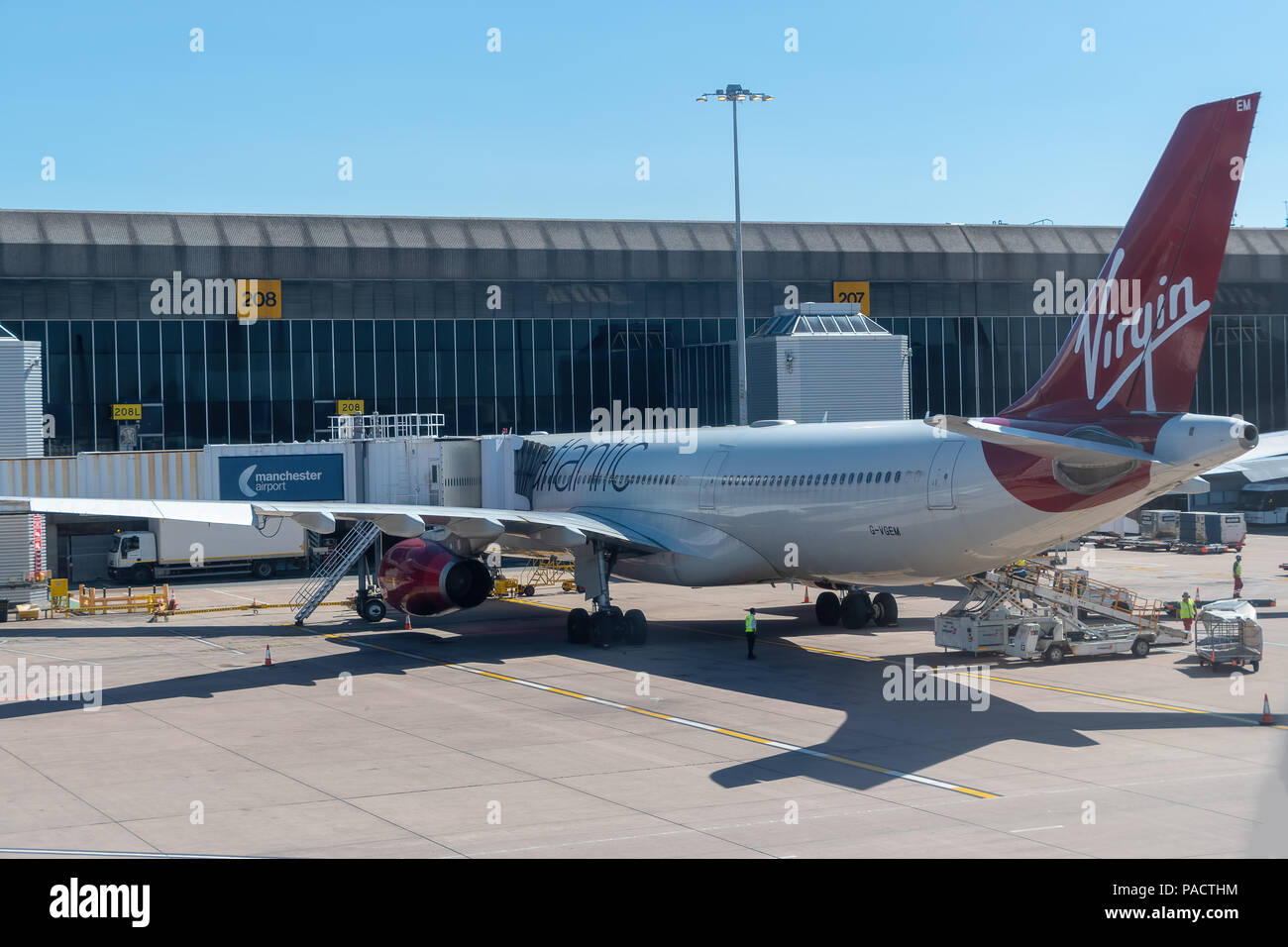MANCHESTER, UNITED KINGDOM - JUNE 29th, 2018: Aeroplane at a terminal ...