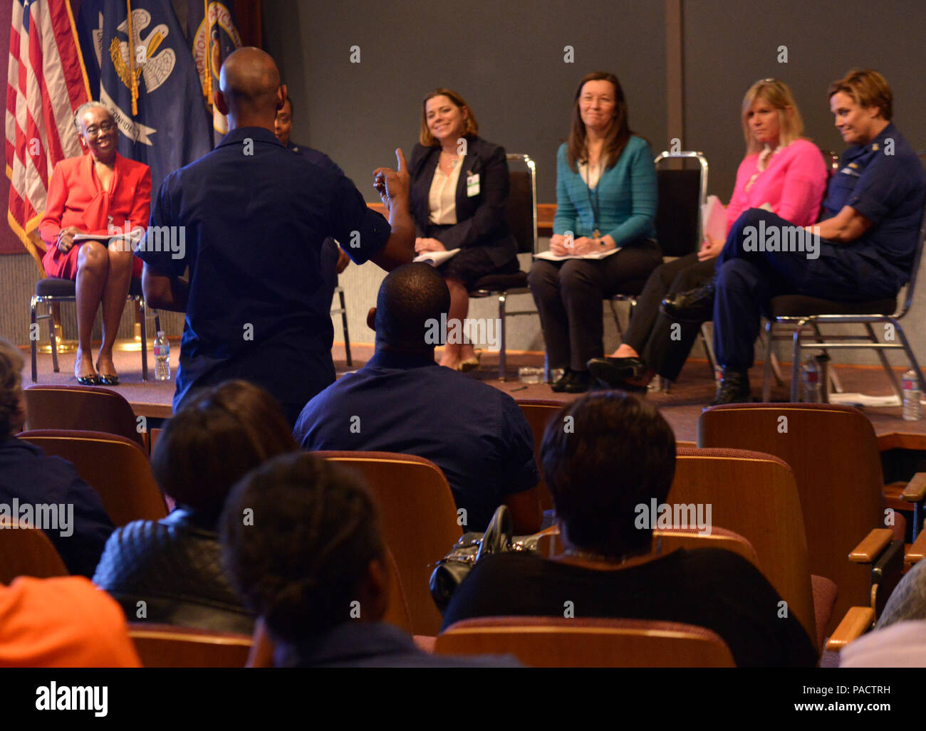 Members of the 8th Coast Guard District participate in a question and ...