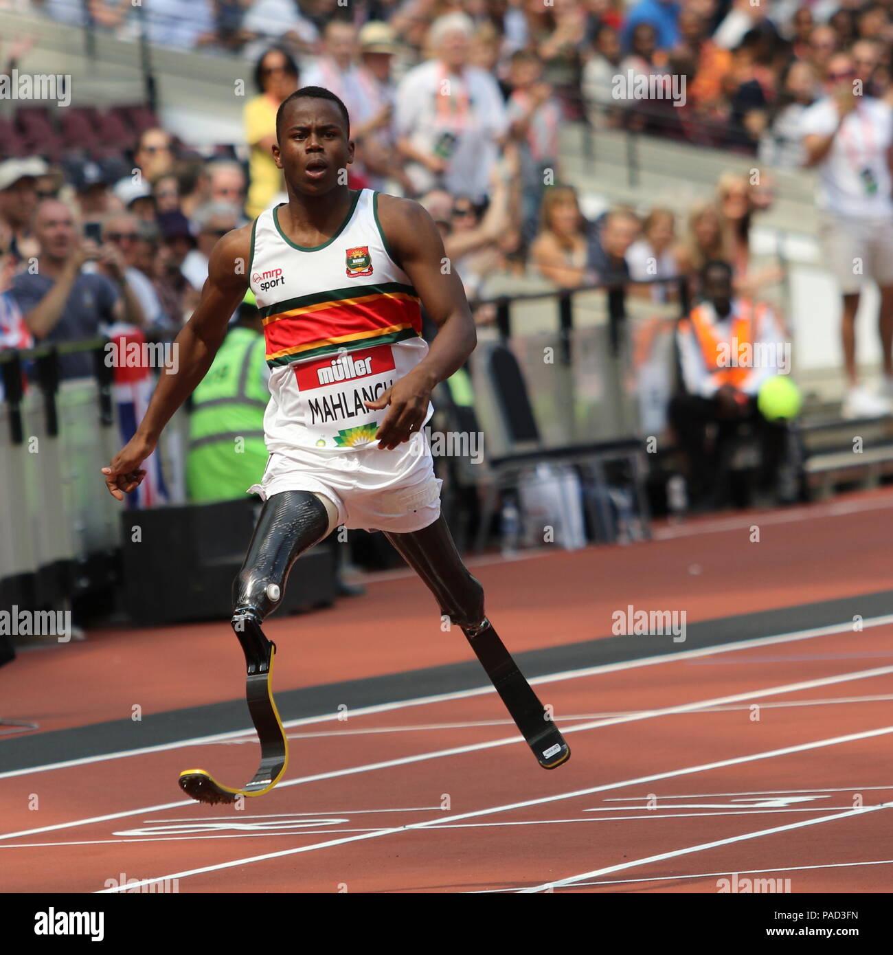 London, UK. 21st July, 2018. Ntando MAHLANGU (RSA) after winning the ...