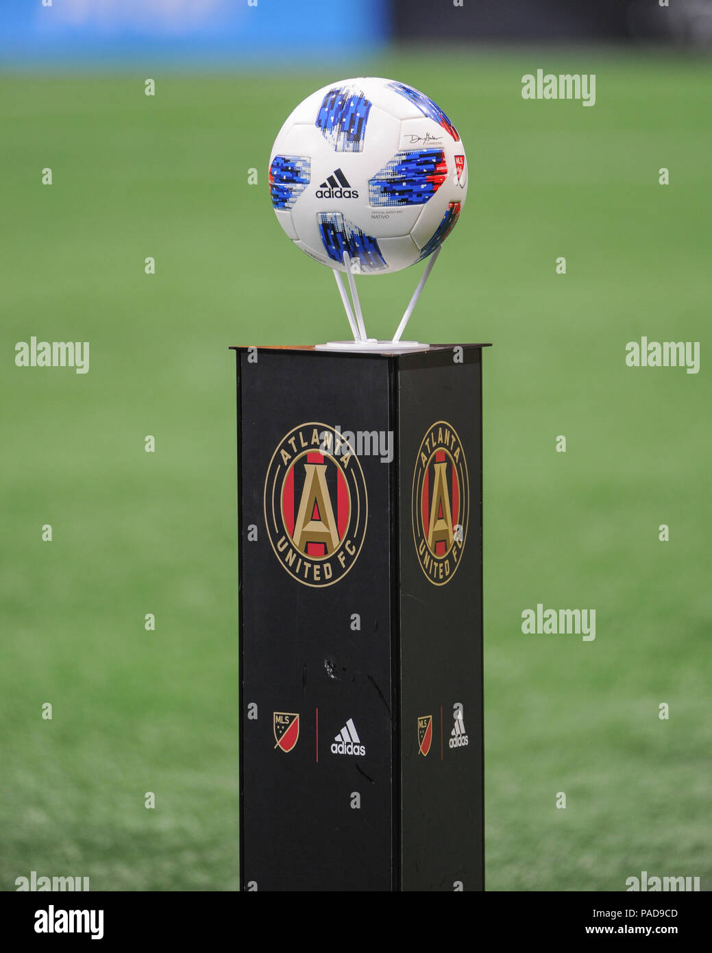 Atlanta, GA, USA. 21st July, 2018. The game ball displayed before the ...