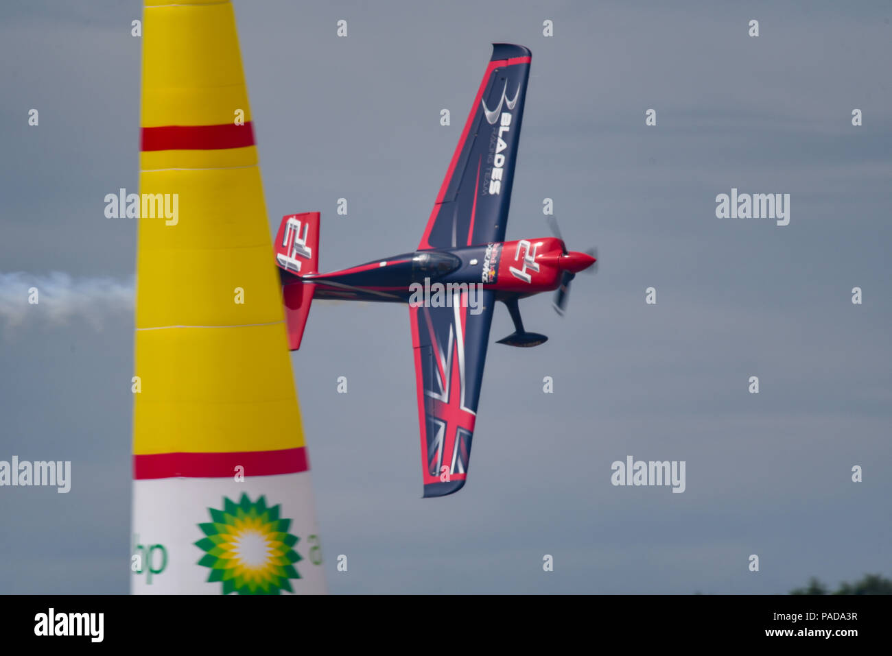 Red Bull Air Race demonstration at the Farnborough International ...