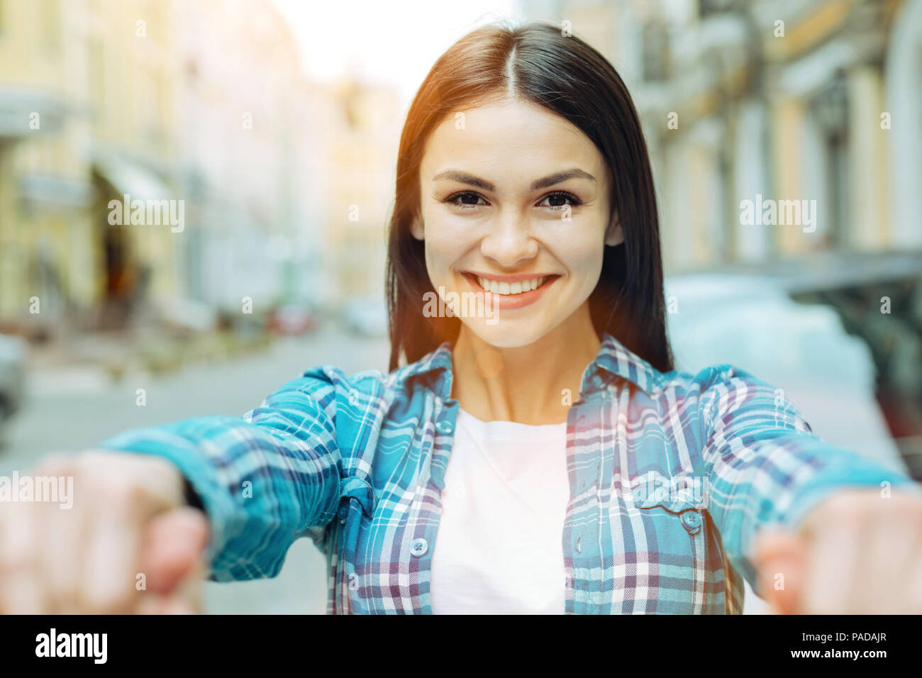 Close up young woman happily hi-res stock photography and images - Alamy