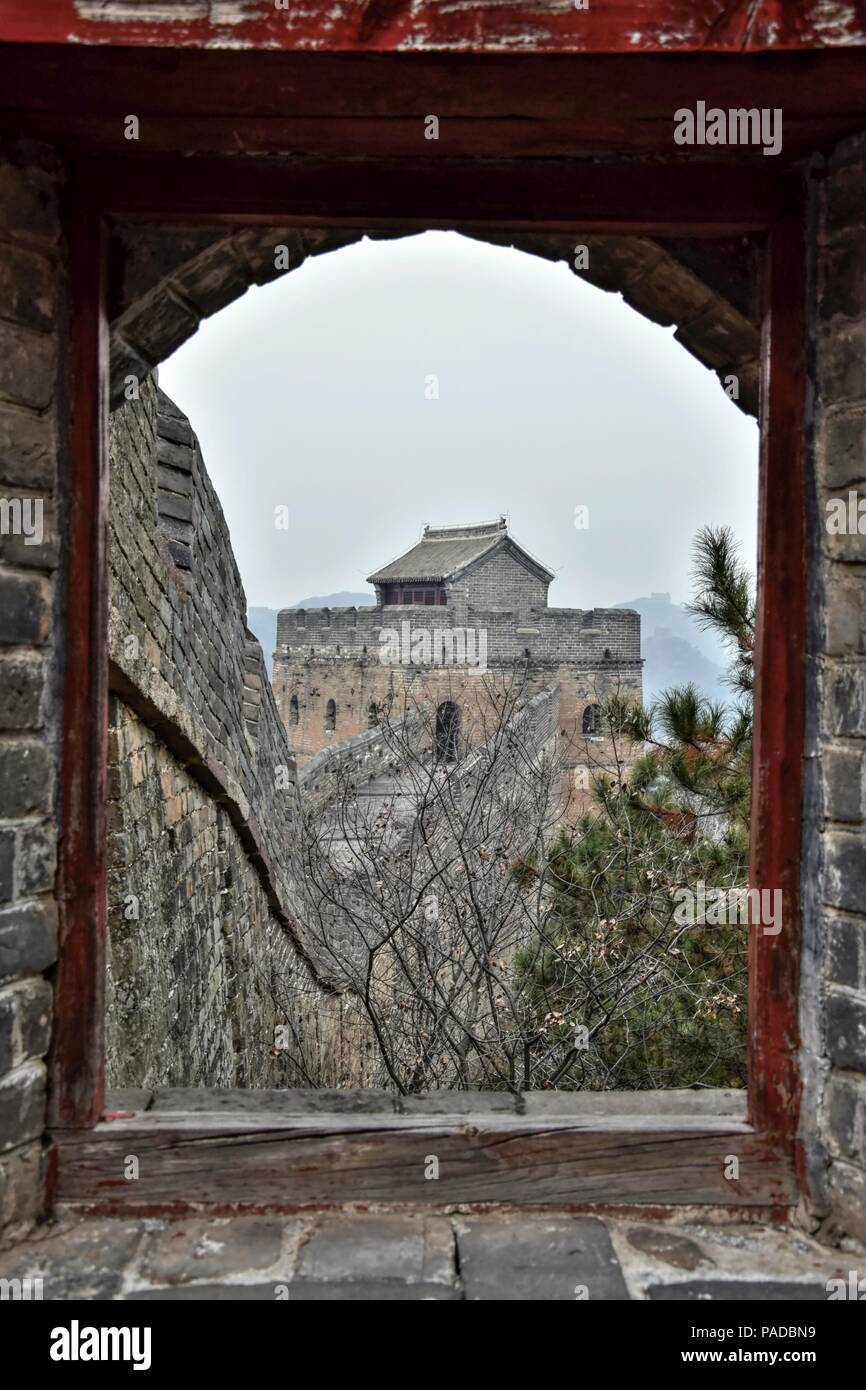 The view through the window on the Great Wall of China Stock Photo - Alamy