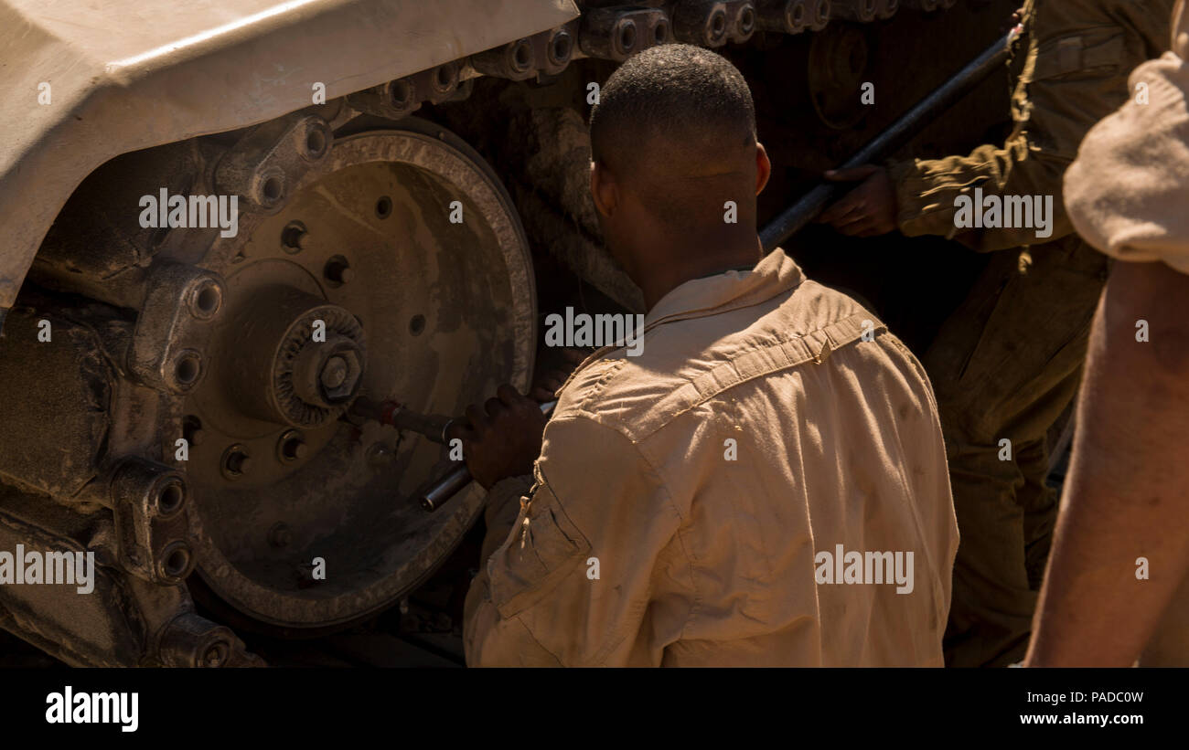 Marines from Alpha Company, 2nd Tank Battalion performed maintenance on ...