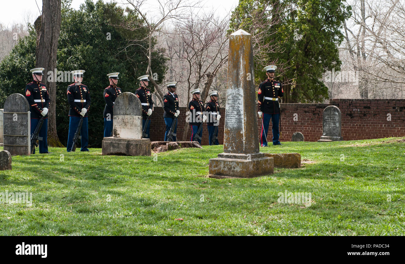U.S. Marines with the Marine Corps Base Ceremonial Platoon stand at ...