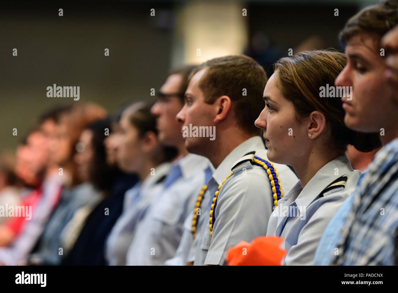 Members of the University of Texas ROTC program listen to Ashton Carter ...