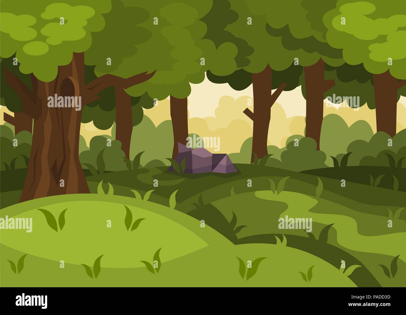 Summer day forest cartoon vector background Stock Vector Image & Art ...