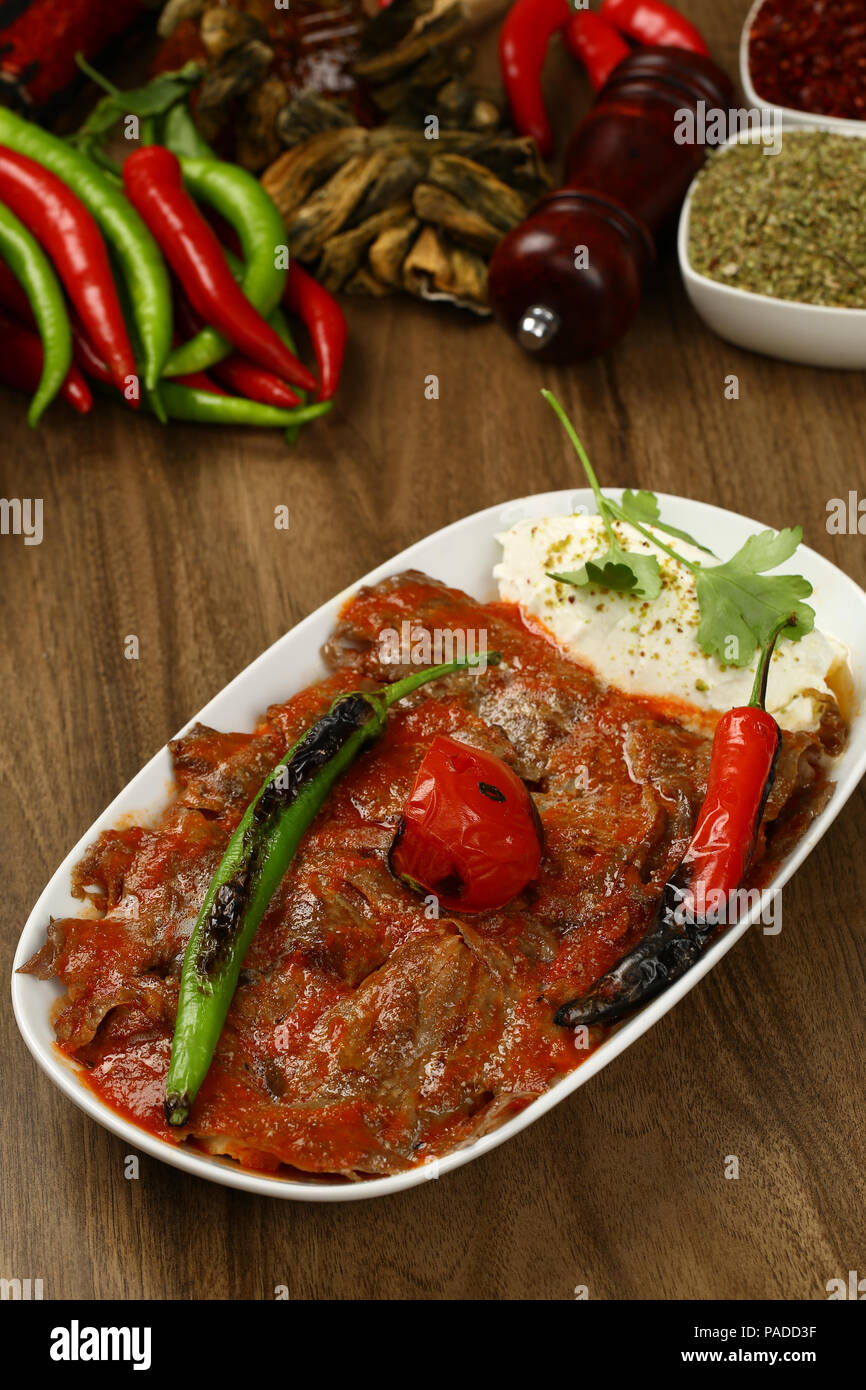 Turkish iskender kebab Stock Photo - Alamy