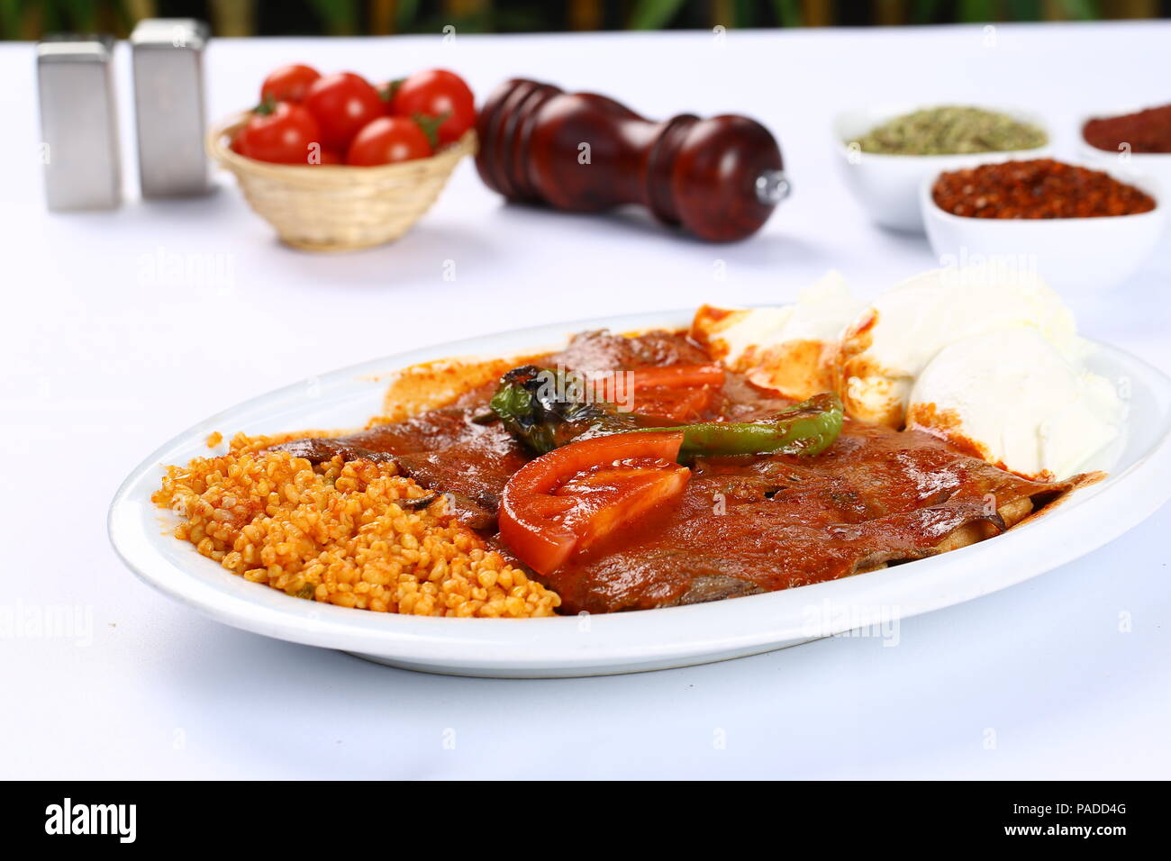 Turkish iskender kebab Stock Photo - Alamy