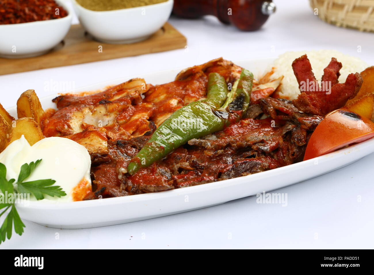 Turkish iskender kebab Stock Photo - Alamy