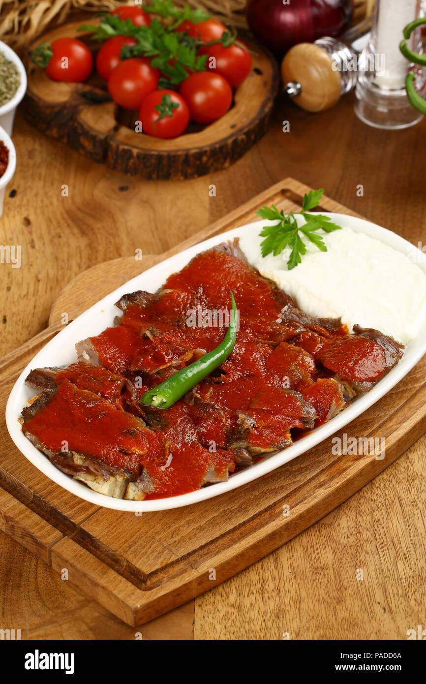 Turkish iskender kebab Stock Photo - Alamy