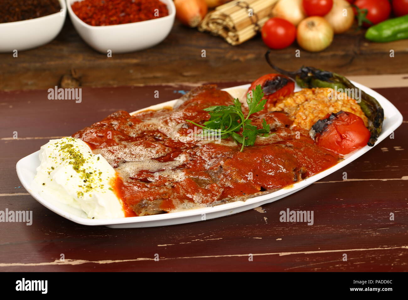 Turkish iskender kebab Stock Photo - Alamy