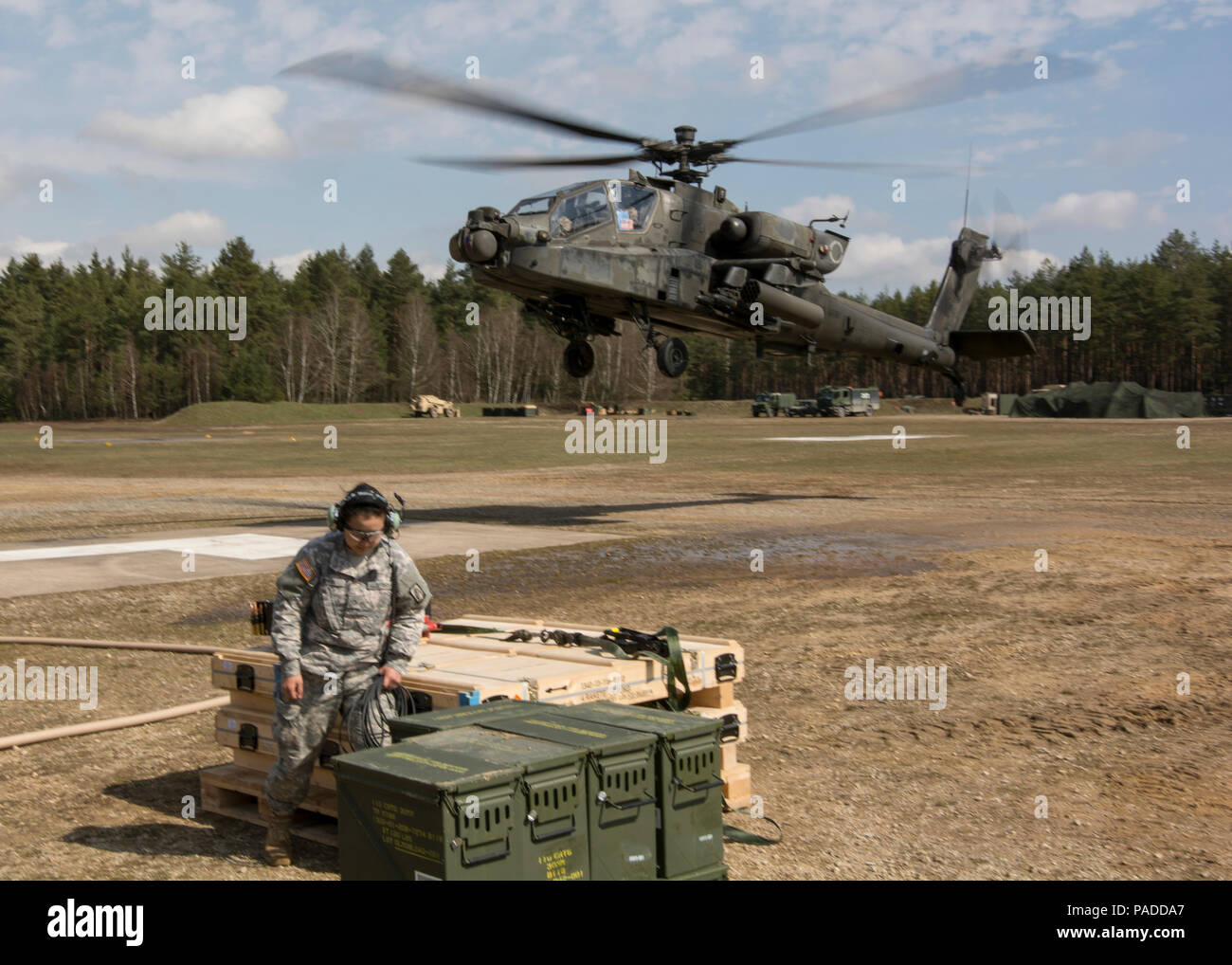 An AH-64 Apache helicopter from 1st Battalion, 3rd Aviation Regiment ...