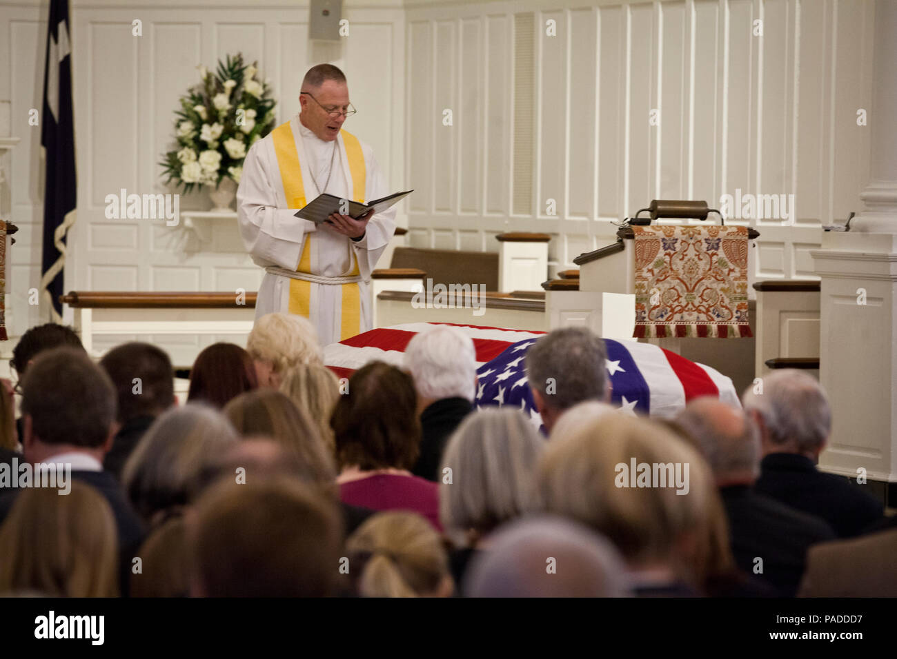 During a funeral on 31 March 2016 at Old Post Chapel, Joint Base Myer ...