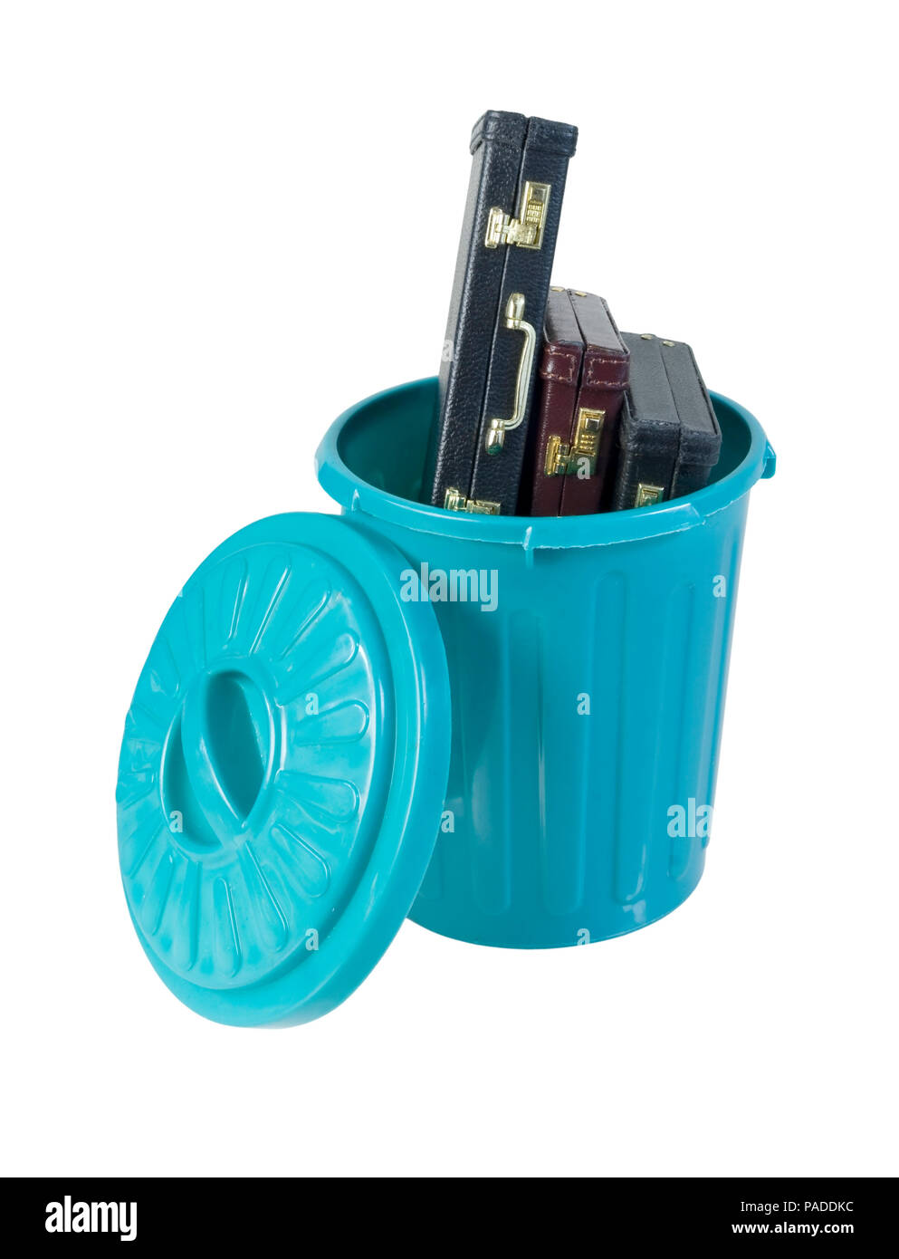 Leather briefcases used to carry items to the office in a garbage can ...
