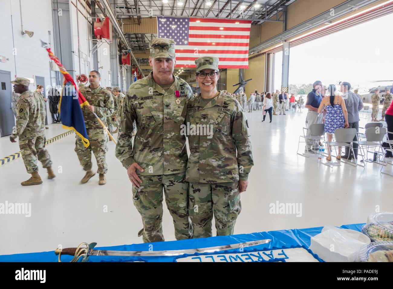 Col. Ronald W. Burkett II, outgoing commander, 36th CAB, and Col ...