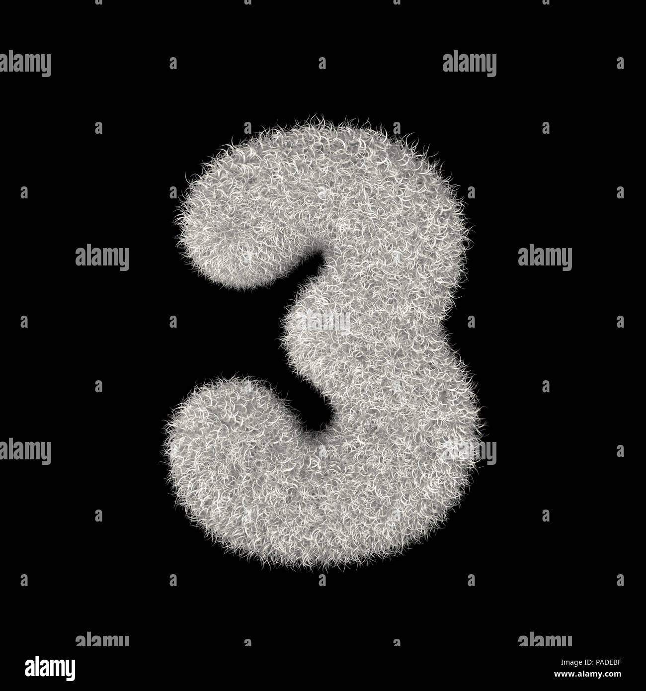 Illustration 3D Rendering Creative Illustration White Furry Number 3 ...