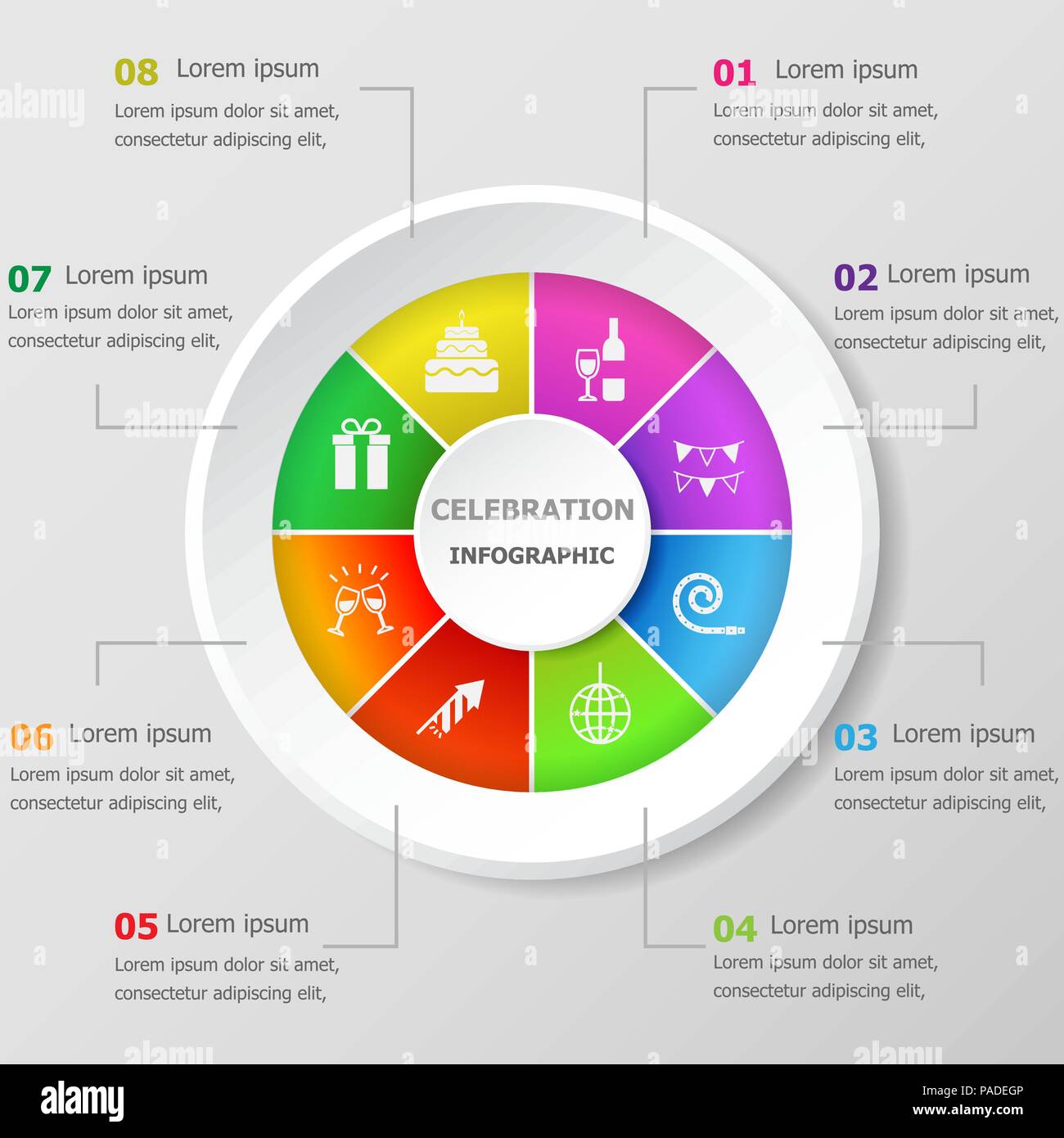 Infographic design template with celebration icons, stock vector Stock ...