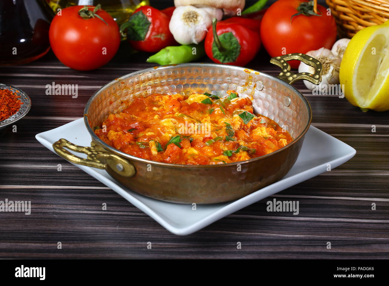 Turkish food menemen Stock Photo - Alamy