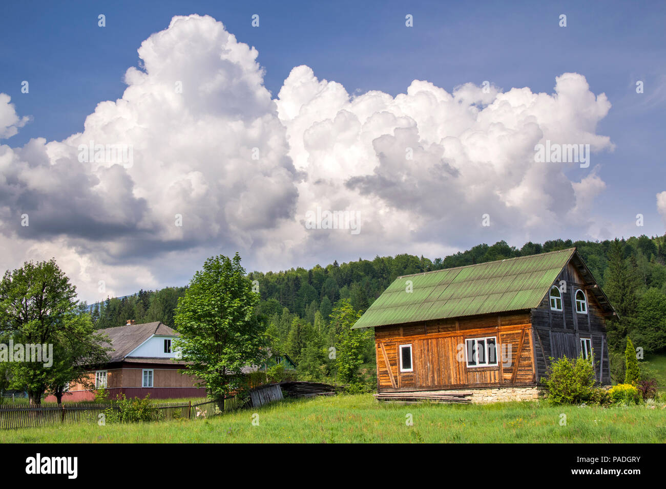 Beautiful rural summer landscape on bright sunny day. Lit by sun two ...