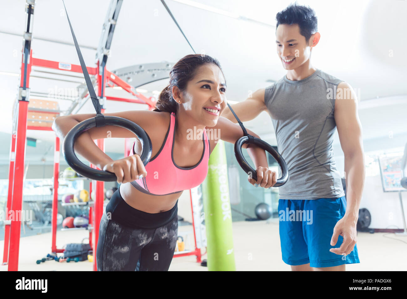 Woman watching man push ups hi-res stock photography and images - Alamy