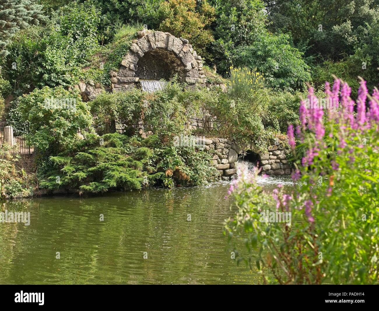 William Kent's cascade and the pond at the Chiswick Gardens, Burlington ...