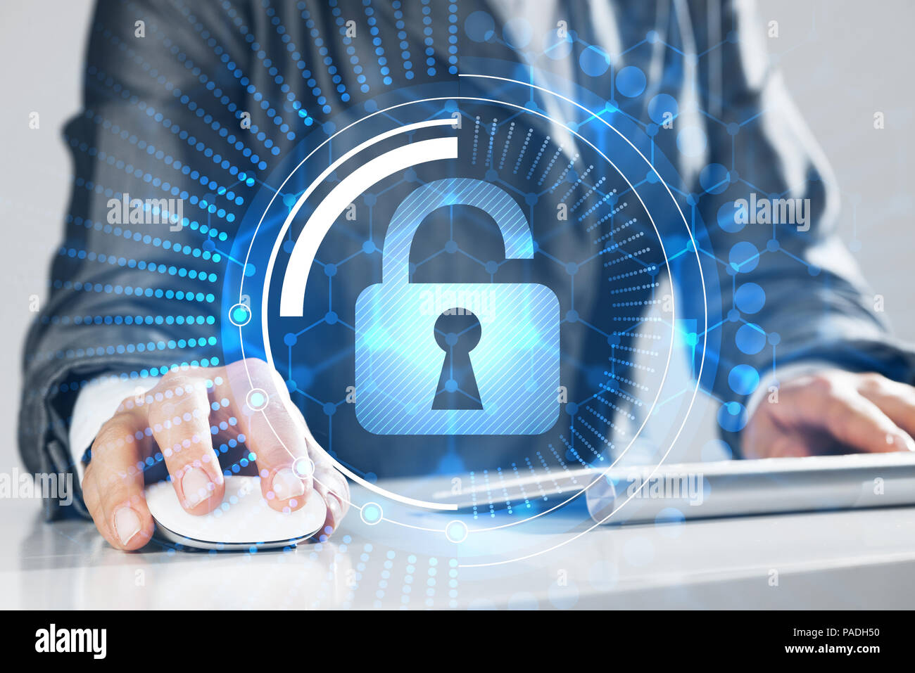 Internet security concept with woman typing password on keyboard Stock ...