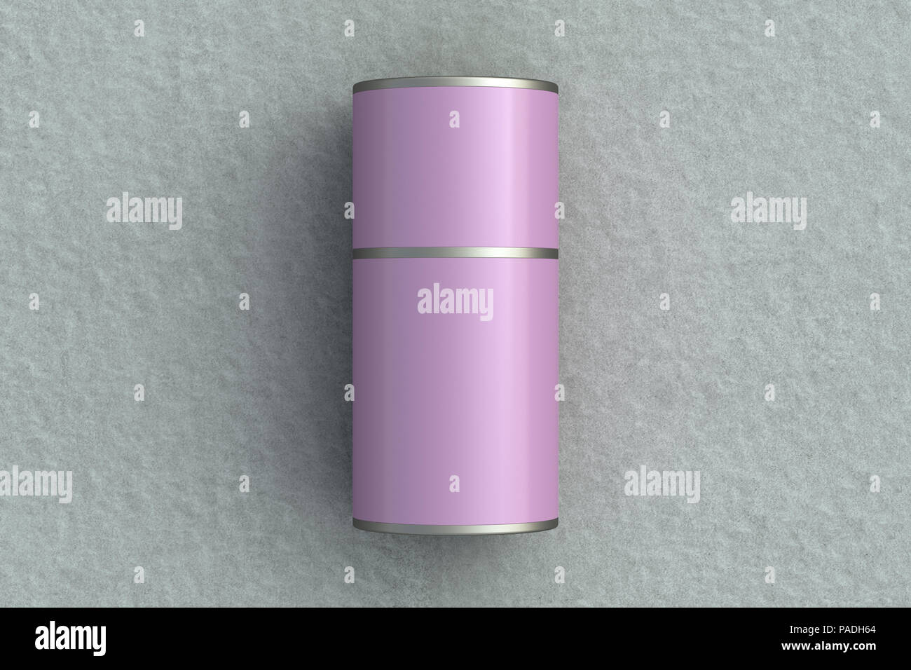Blank closed pink tube container packaging lies on gray background. 3d ...