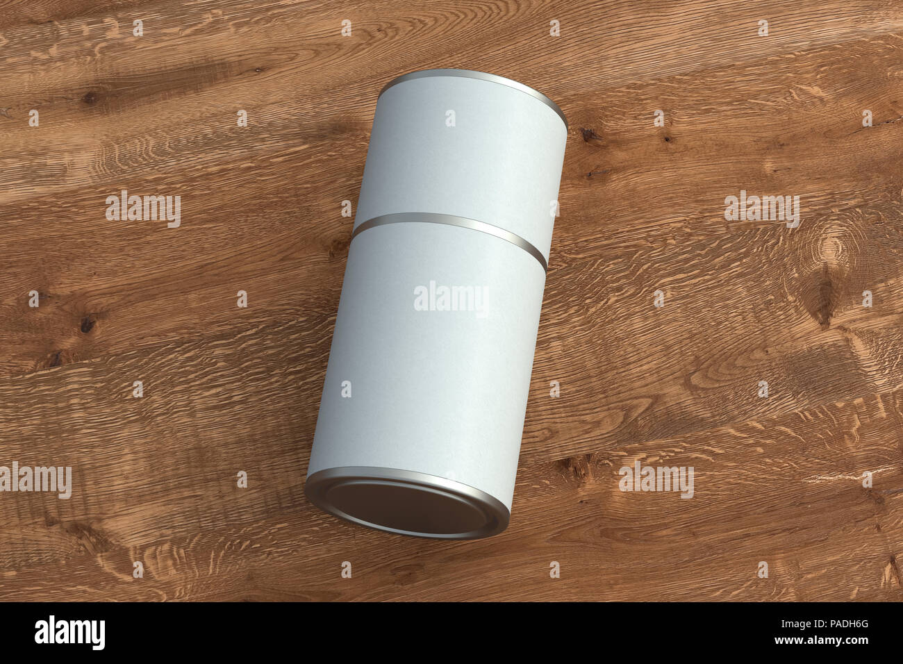 Blank closed white tube container packaging lies on wooden background ...