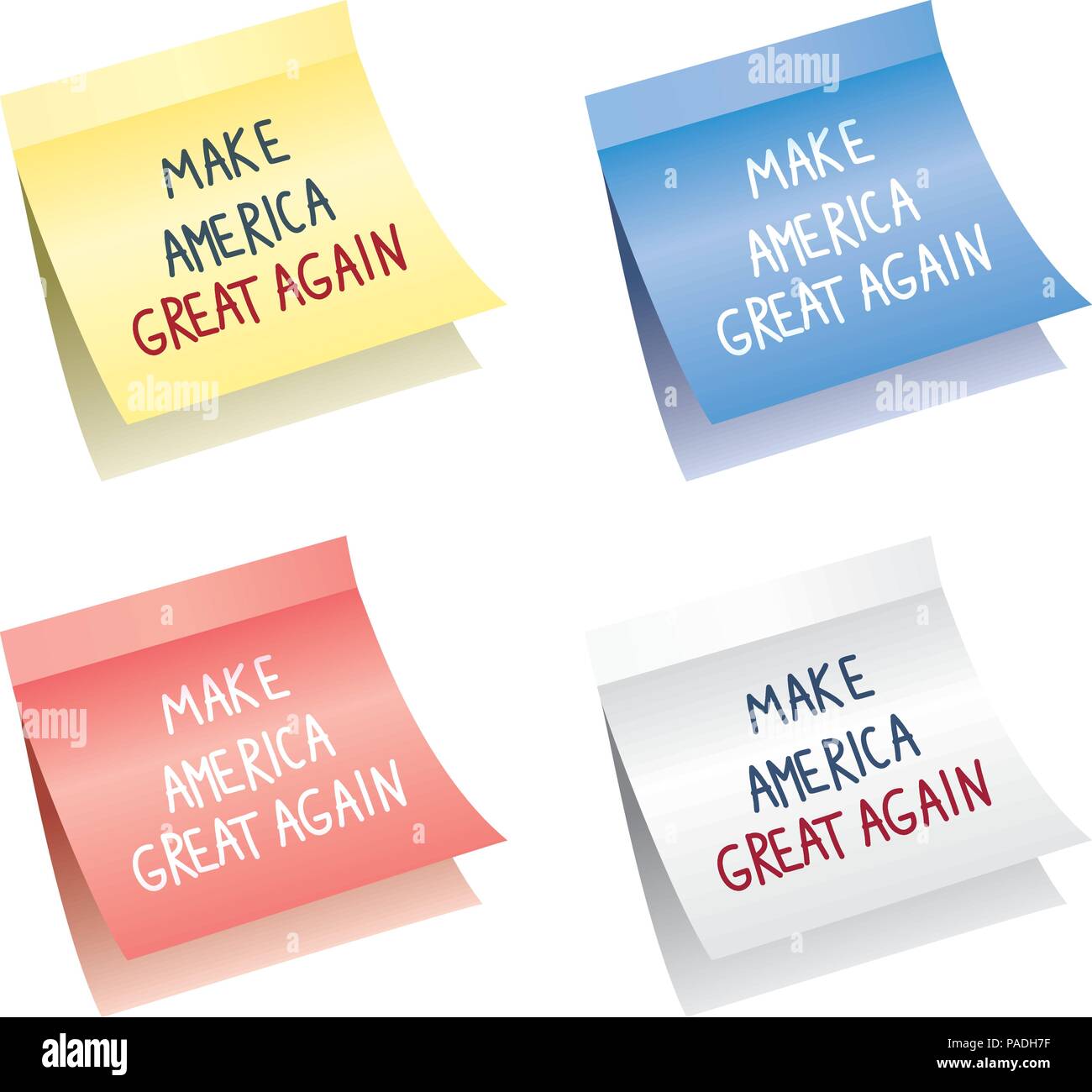 vector paper notes isolated on white background with make america great ...
