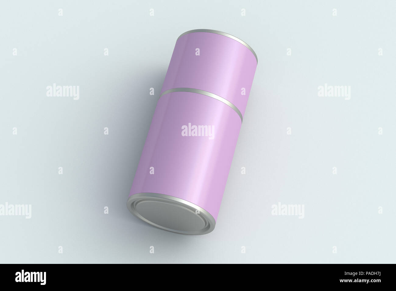 Blank closed pink tube container packaging lies on white background. 3d ...